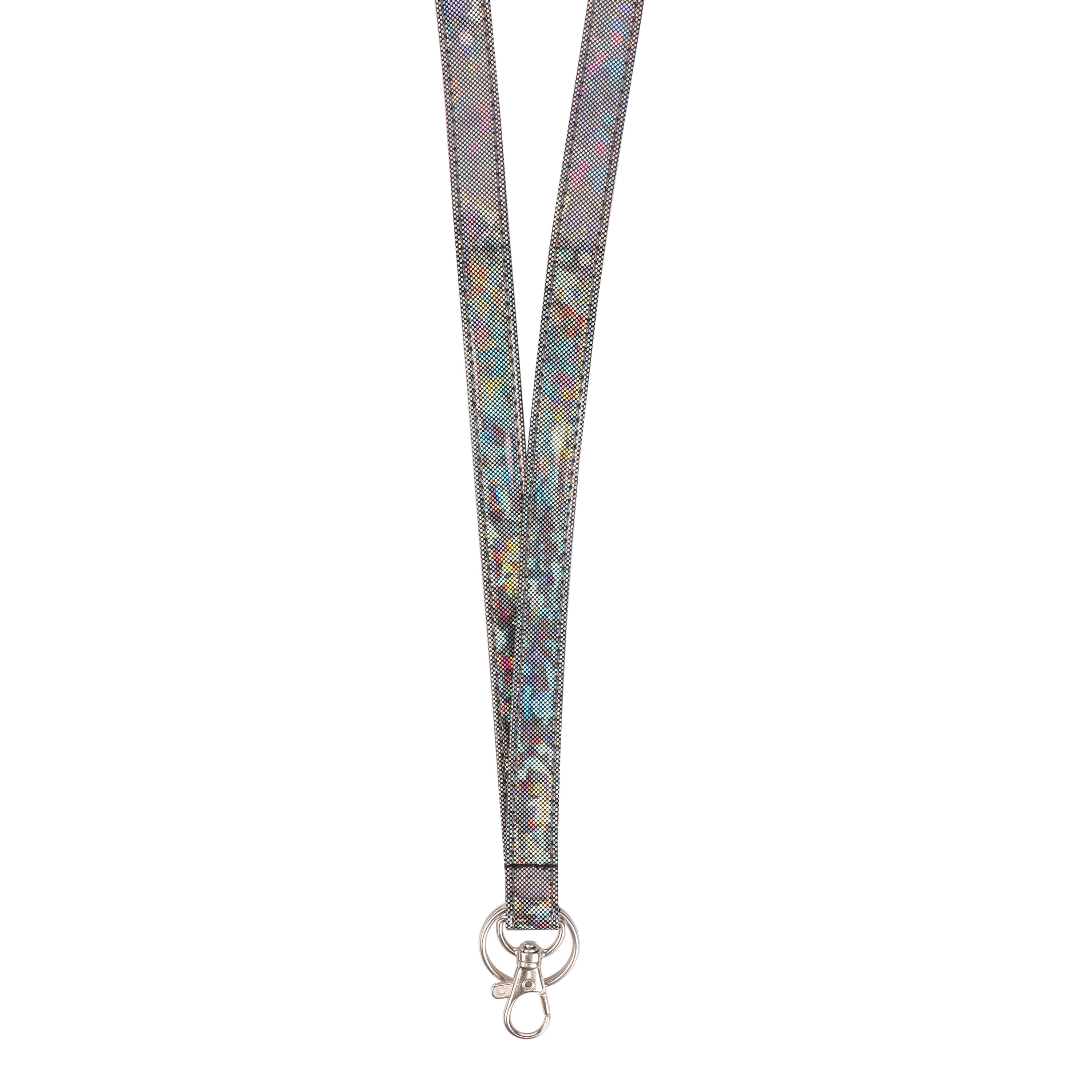 PR ESSENTIALS Brand Gray Disco Iridescent Silver Fashion Lanyard ...