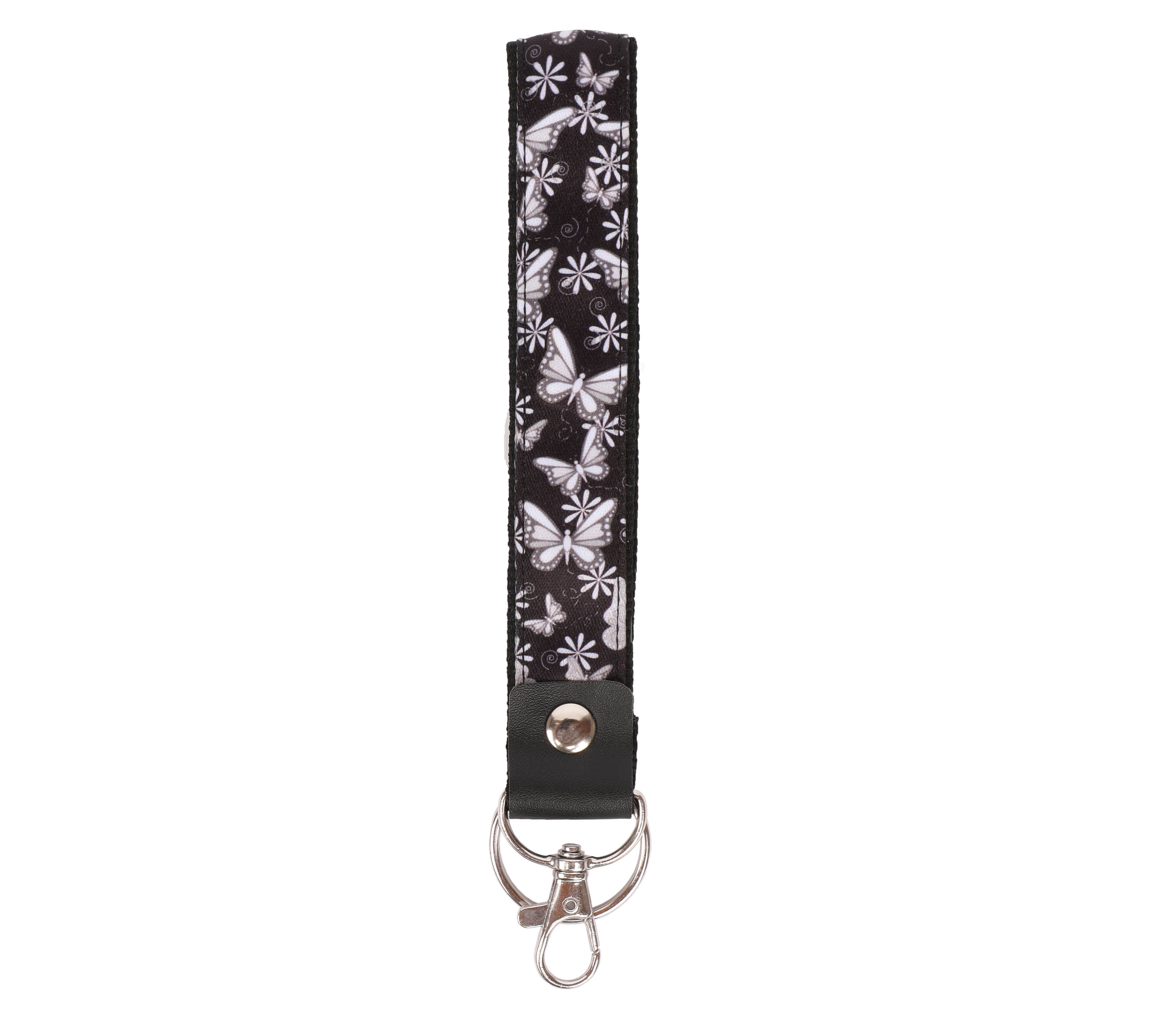 Essentials Brand Black and White Butterfly Wrist Lanyard and Keychain ...
