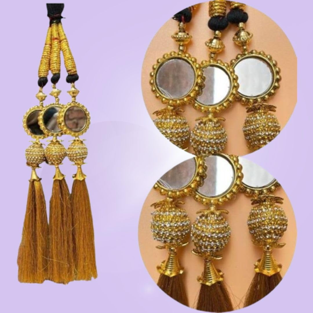 PRAAJKA Traditional Punjabi Paranda Hair Braid Tassels with Mirror Work ...