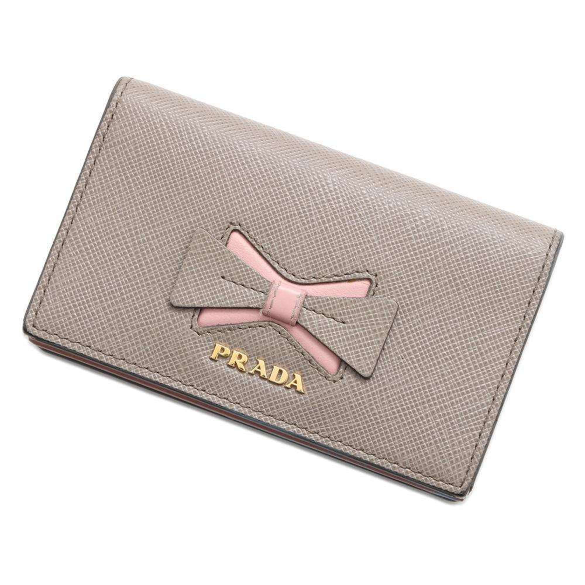 Pre-Owned PRADA Business Card Holder/Card Case Ribbon Leather 1MC122 ...