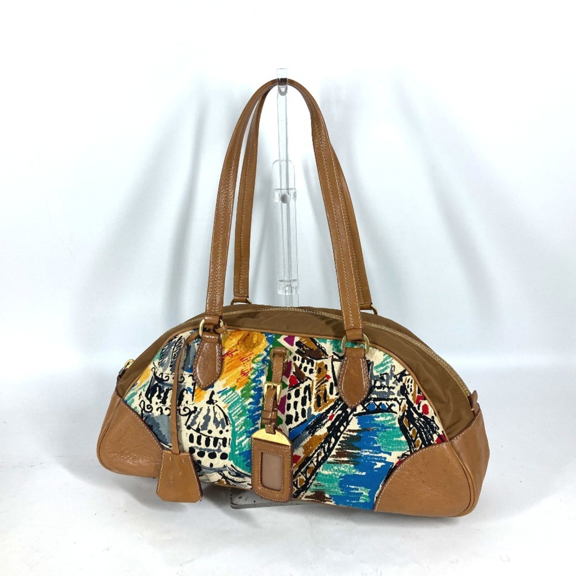 Pre-Owned PRADA Prada BR2524 Triangle Plate Venice Boston Bag Shoulder ...