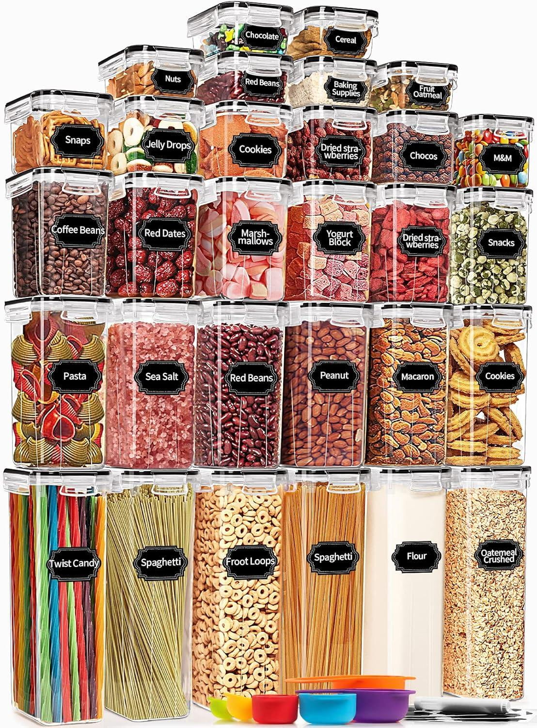 PRAKI 30 Pack Airtight Food Storage Containers for Kitchen Pantry ...
