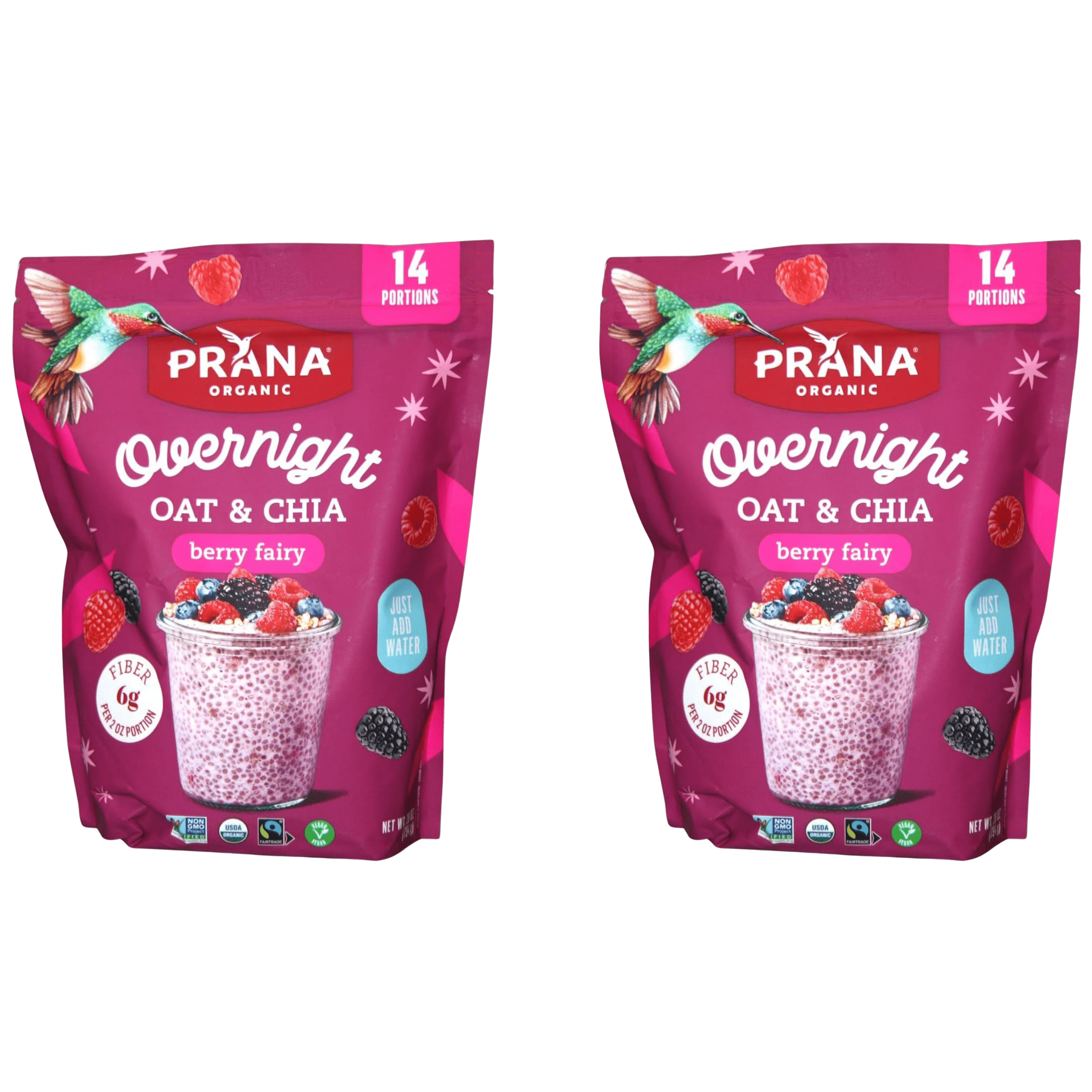 Prana Organic Non-GMO Overnight Oatmeal and Chia Berry Fairy (Pack of 2 ...