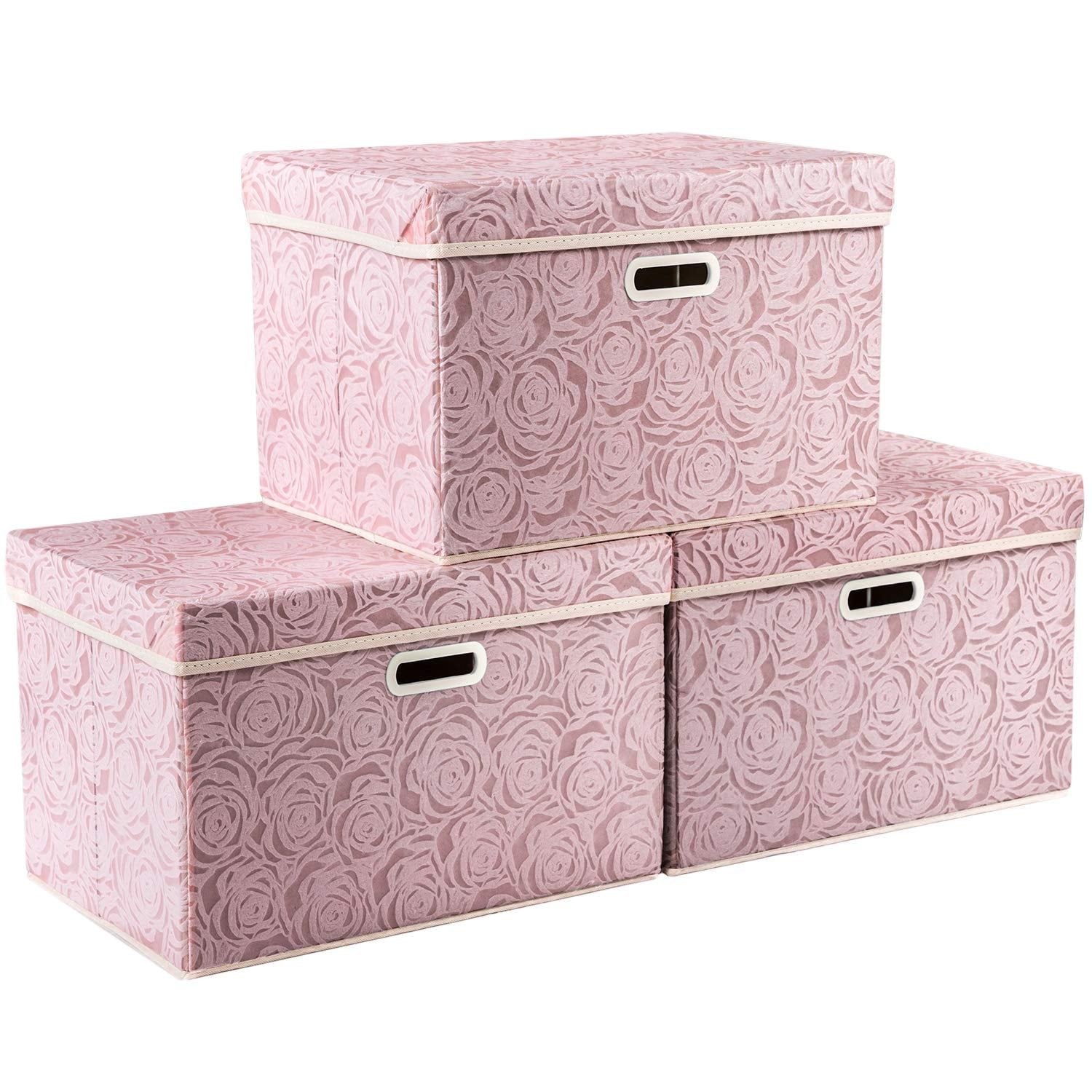 PRANDOM Larger Collapsible Storage Boxes with Lids Fabric Decorative ...