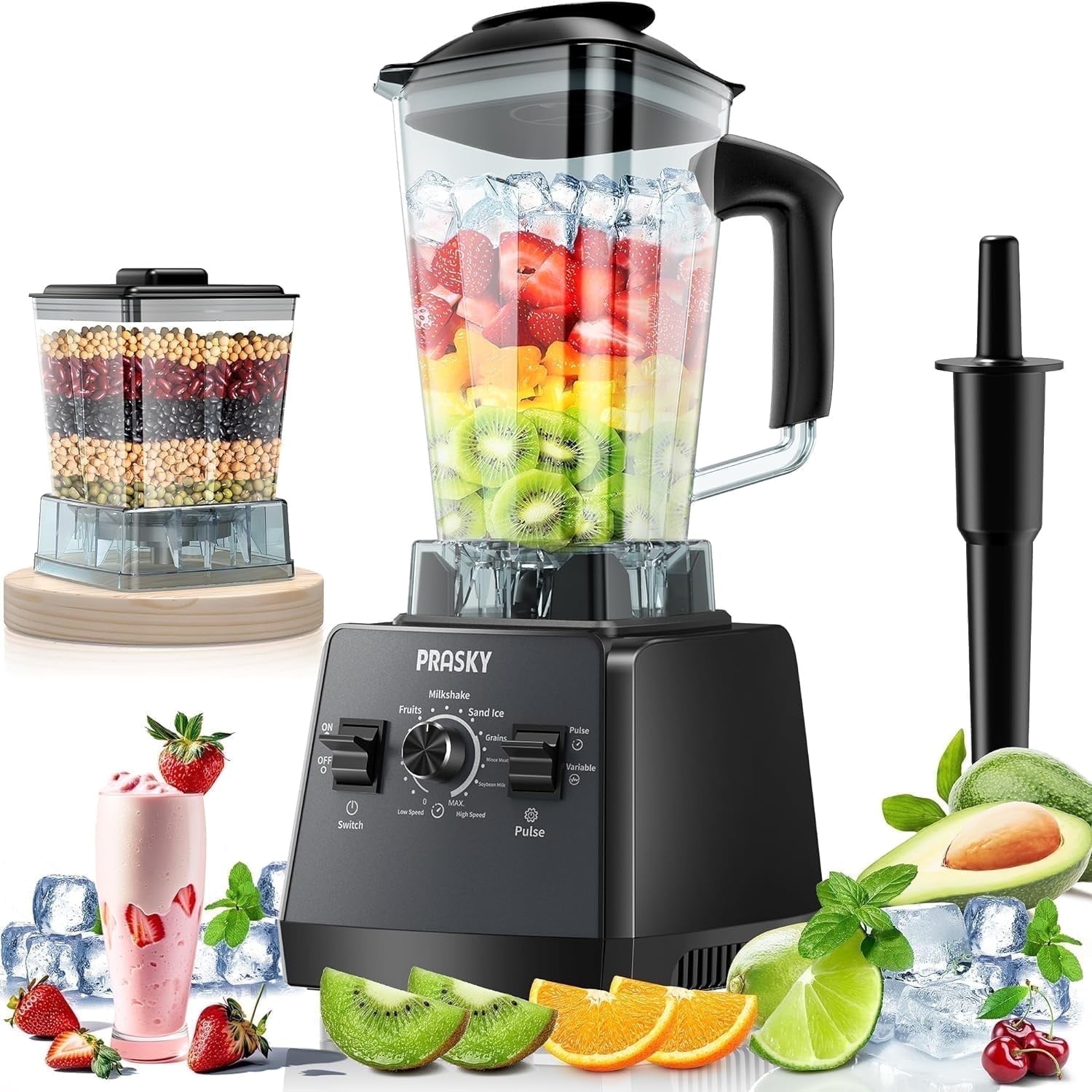 PRASKY Countertop Blender, Blenders for Kitchen with 1000W Motor, 70oz ...