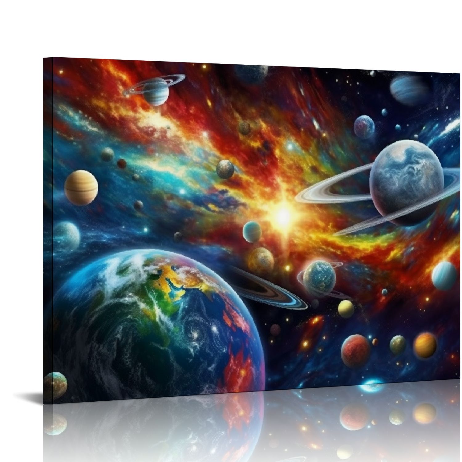 PRATYUS 20x16 in / 16x12 in Art Modern Space Planet Canvas Artwork ...