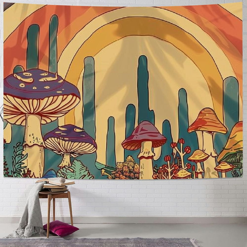 PRATYUS 70s Vintage Sun Rainbow Tapestry Vintage Retro Mushroom Boho ...