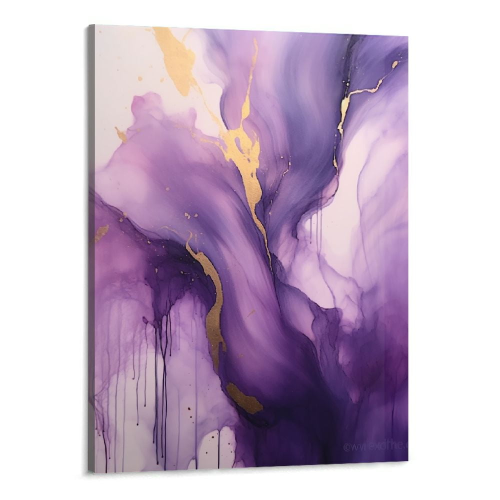 PRATYUS Abstract Canvas Prints Wall Art Purple and Gold Abstract ...