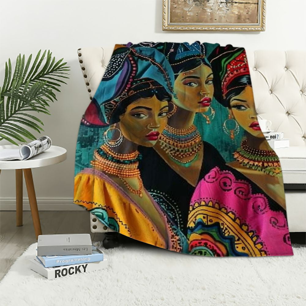 PRATYUS African Woman Themed Blanket African Pattern Throw Blanket ...