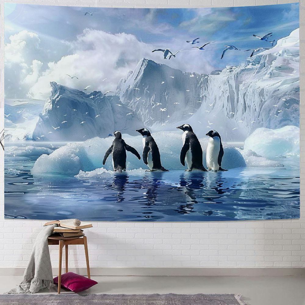 PRATYUS Antarctica Sea Animals Tapestry Wall Hanging, Penguins on ...