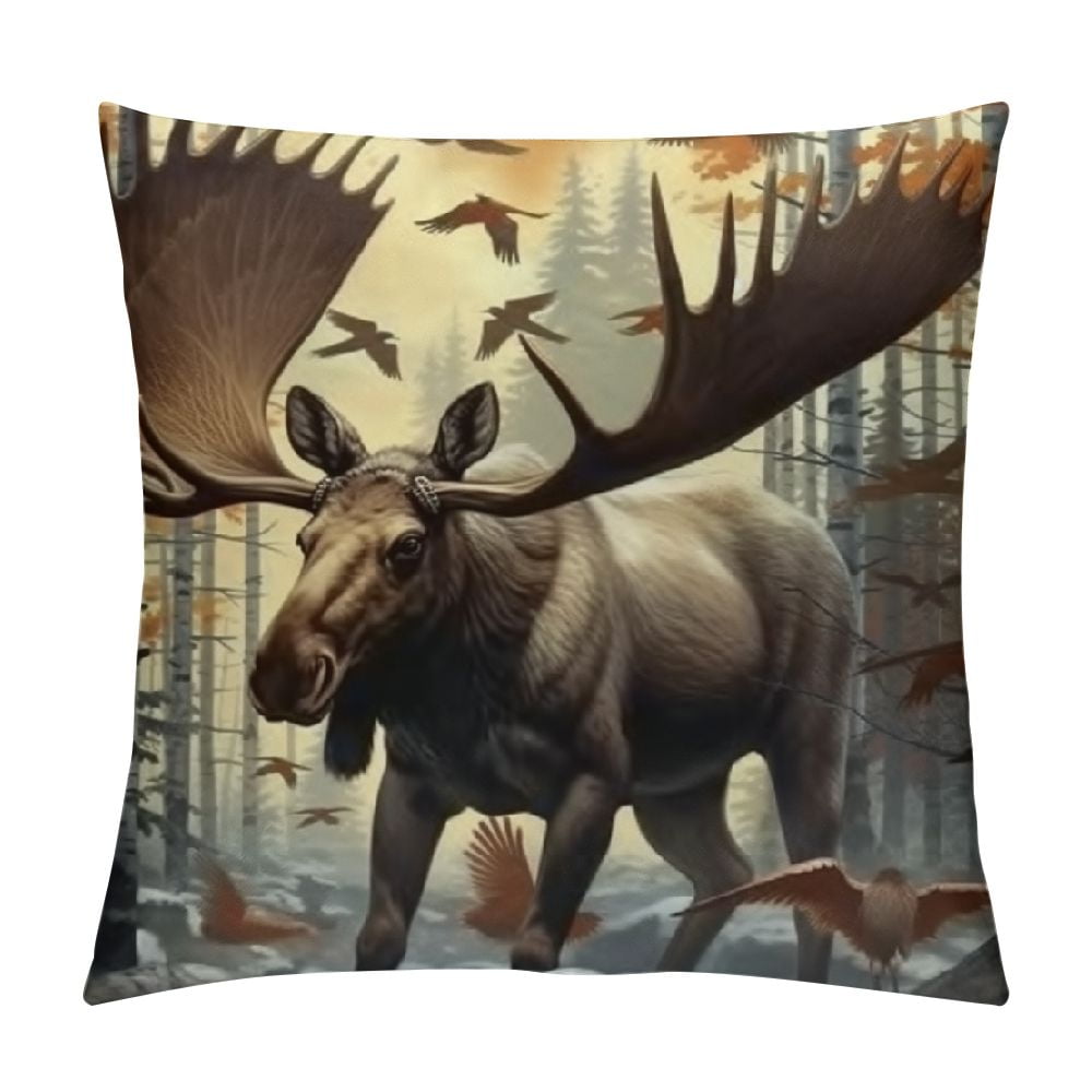 PRATYUS Autumn Moose Pillow Cover for Couch Sofa Bed,Jungle Wild ...