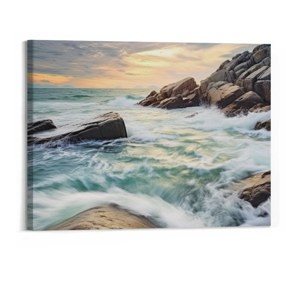 PRATYUS Beach Wave Wall Art Canvas: Ocean Rocky Scene Picture Modern ... PRATYUS Beach Wave Wall Art Canvas: Ocean Rocky Scene Picture Modern ...