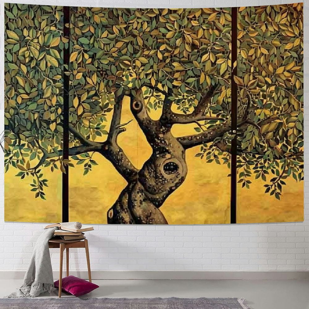 PRATYUS Big Tree Tapestry Old Mature Olive Tree Golden Leaves Green ...
