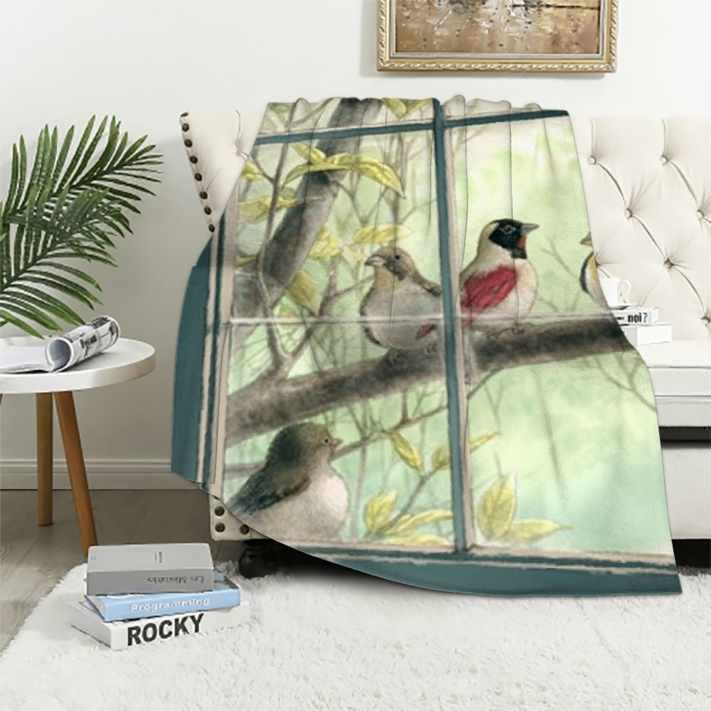 PRATYUS Birds Blanket Rustic Bird Throw Blankets Farmhouse Hummingbird ...