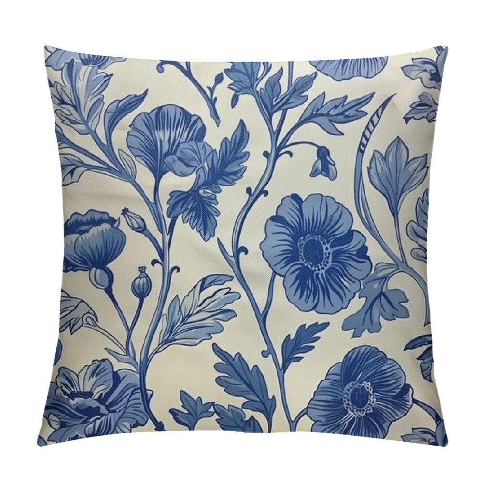 PRATYUS Blue Floral Pillow Covers, Blue and White Throw Pillows ... PRATYUS Blue Floral Pillow Covers, Blue and White Throw Pillows ...