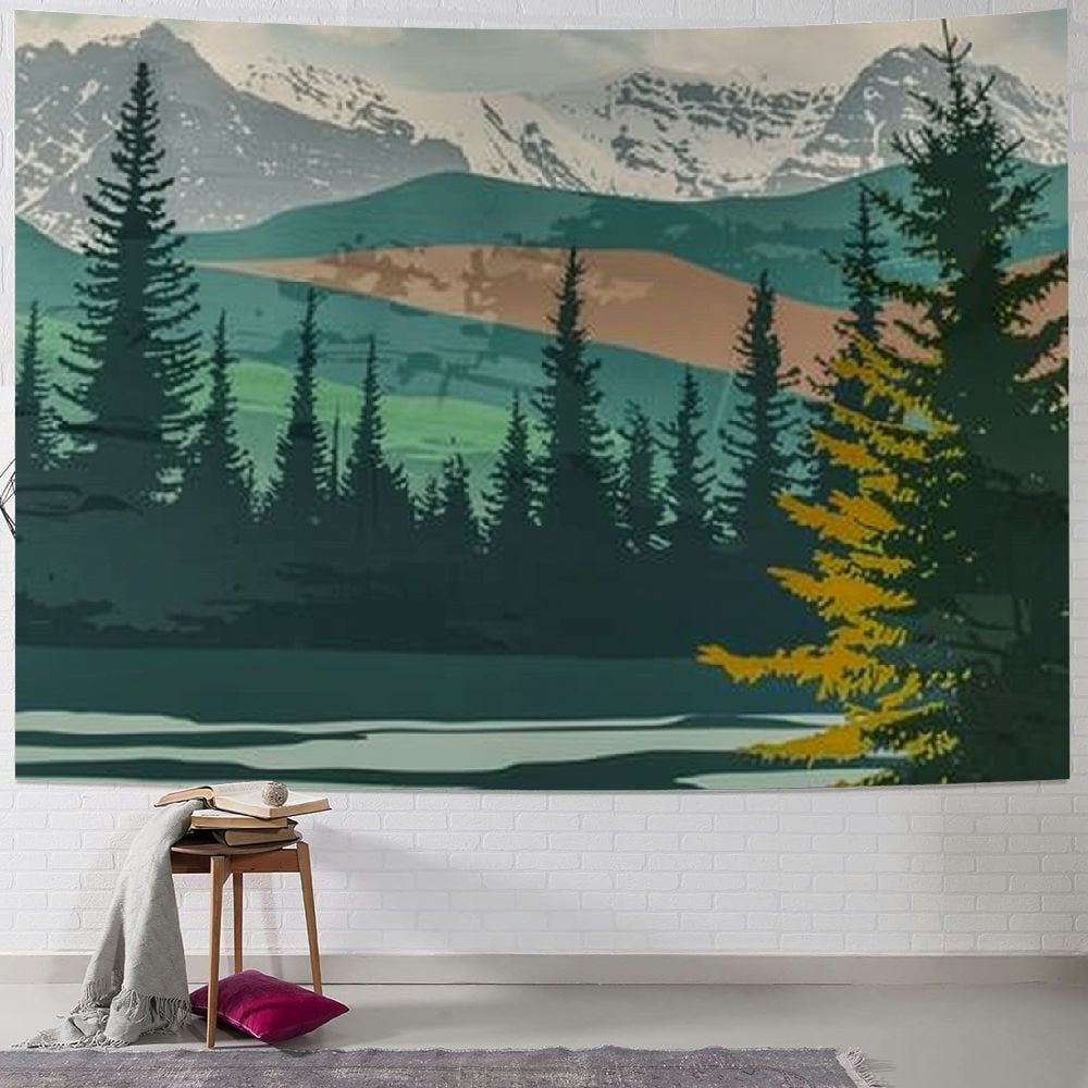 PRATYUS Boho Mountain Sun Tapestry Simple Art Sunrise Nature Tapestry ...