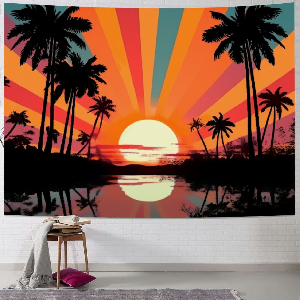 PRATYUS Boho Sun Tapestry Wall Hanging Retro 70s Rainbow Tapestries ...