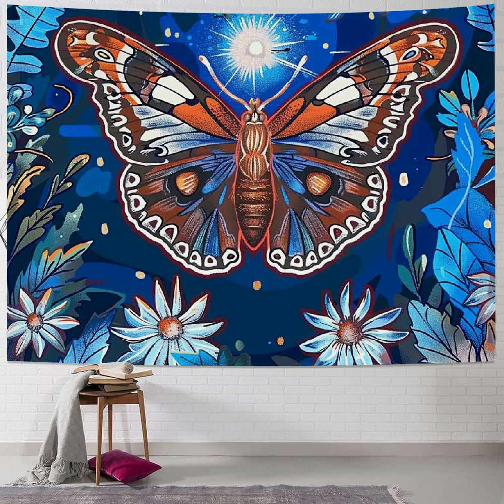 PRATYUS Boho Tapestry - Fantasy Forest Tapestry Butterfly Moth Mushroom ...
