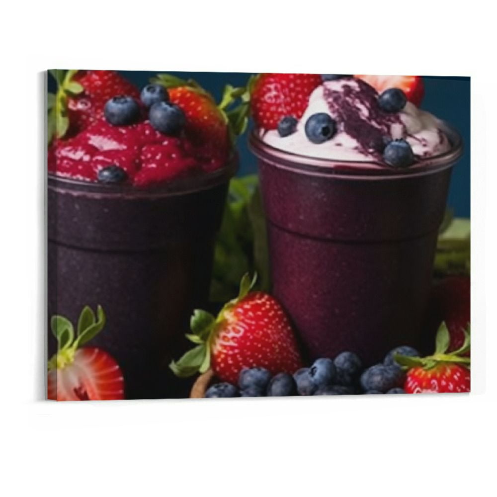 PRATYUS Canvas Wall Art Acai cup with strawberry topping Fruit from the ...