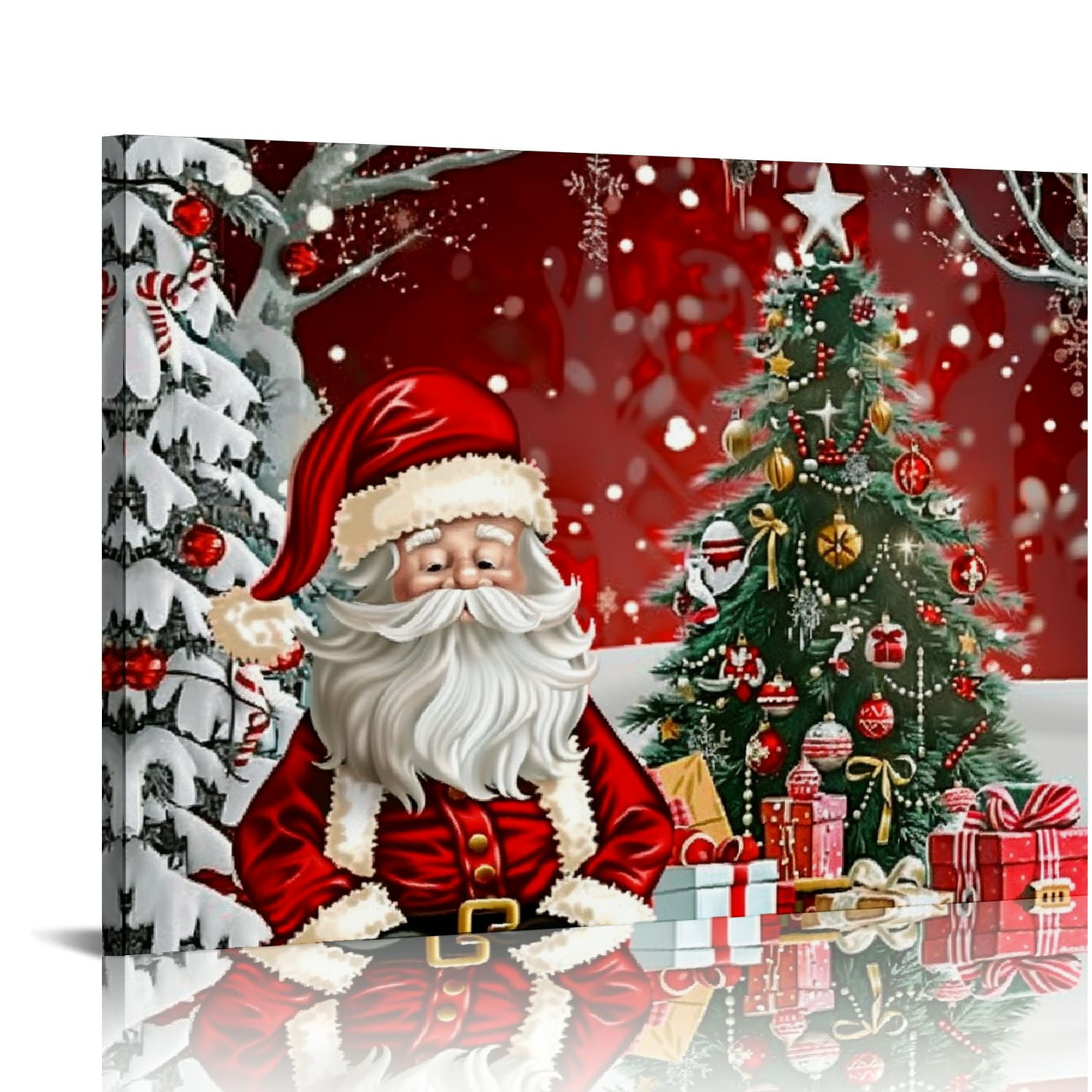 PRATYUS Canvas Wall Art Christmas Gnome Xmas Dwarf Red,Oil Painting ...