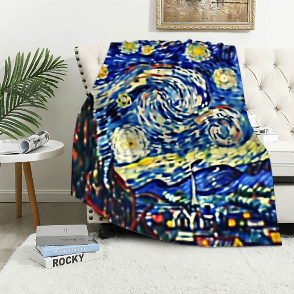 PRATYUS Classic Arts Starry Night Flannel Bed Blanket Throw Blanket ...