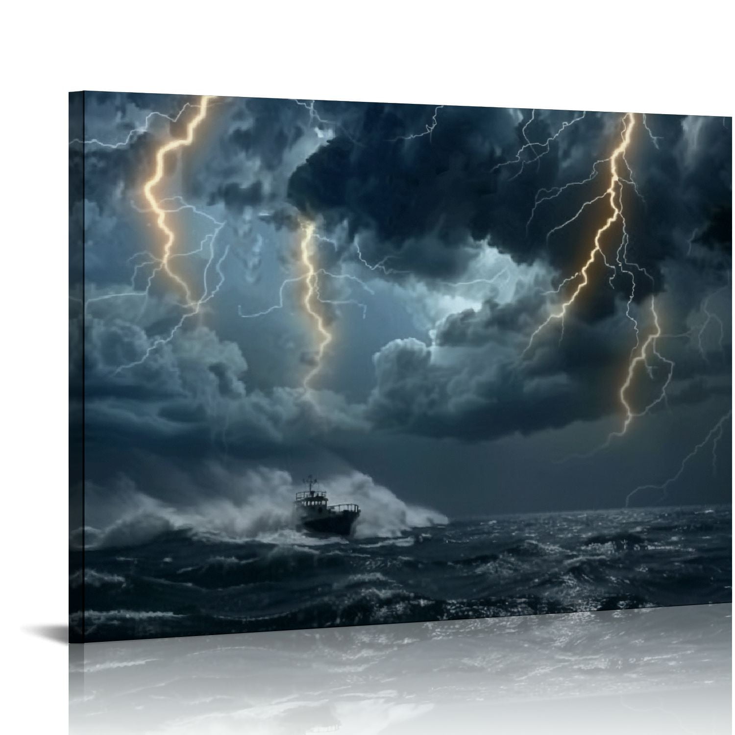 PRATYUS Cloud Sea Wave Sea Storm Lightning Poster Canvas Wall Art HD ...