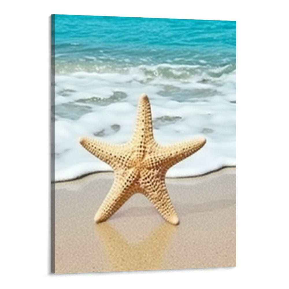 PRATYUS Coastal Bathroom Framed Wall Art:Beach Seascape Starfish ...