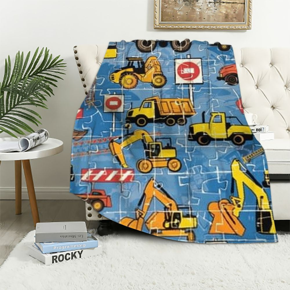 PRATYUS Construction Truck Blanket for Boys Dump Truck Throw Blankets ...