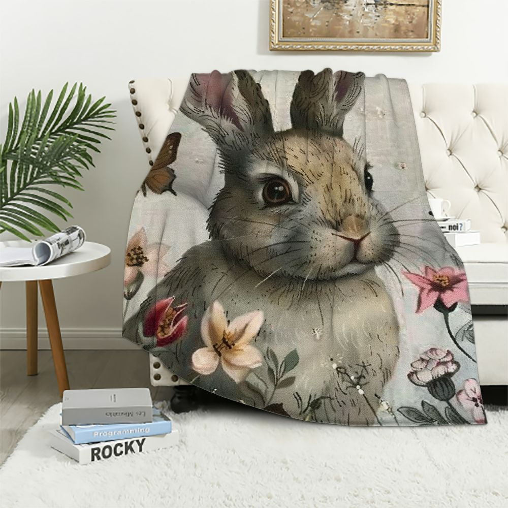 PRATYUS Cute Rabbit Blanket Bunny Stuff Throw Blanket Gifts for Women ...