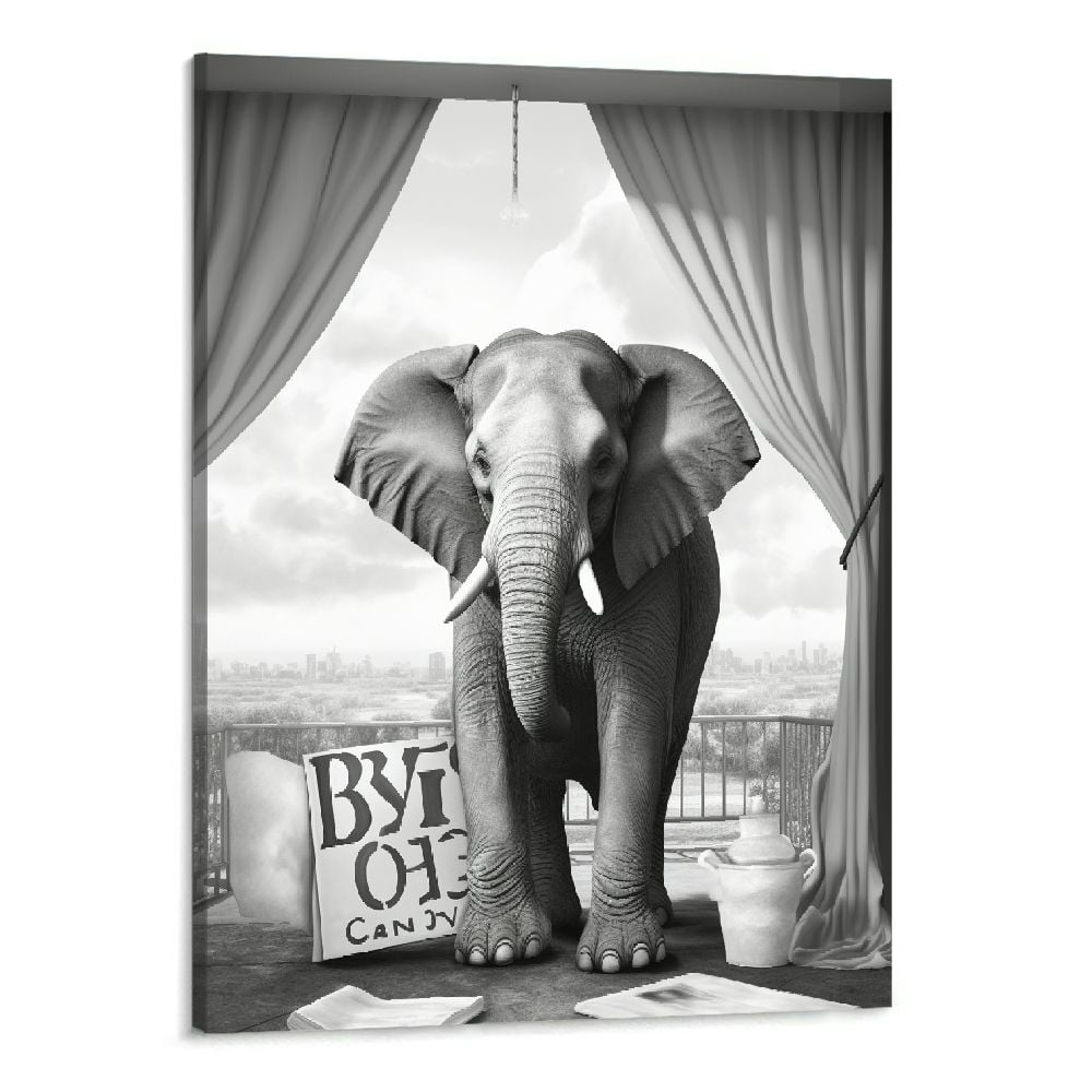 PRATYUS Elephant Canvas Wall Art Funny Animal Canvas Black And White ... PRATYUS Elephant Canvas Wall Art Funny Animal Canvas Black And White ...