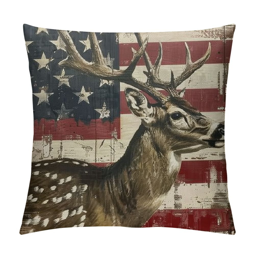 PRATYUS Elk Deer Throw Pillow Cover Wild Animals Woodland Pillow Cover ...