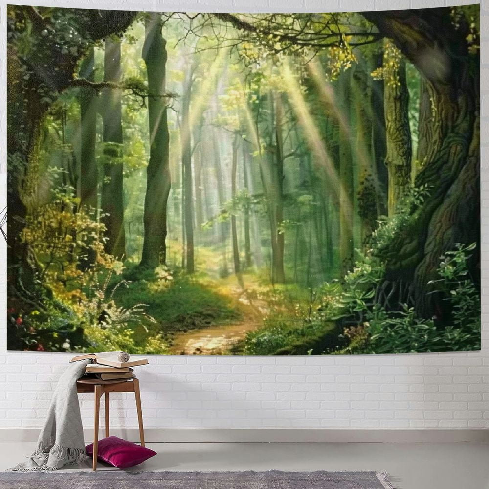PRATYUS Enchanted Forest Tapestry Nature Lanscape Green Tapestry Tree ...