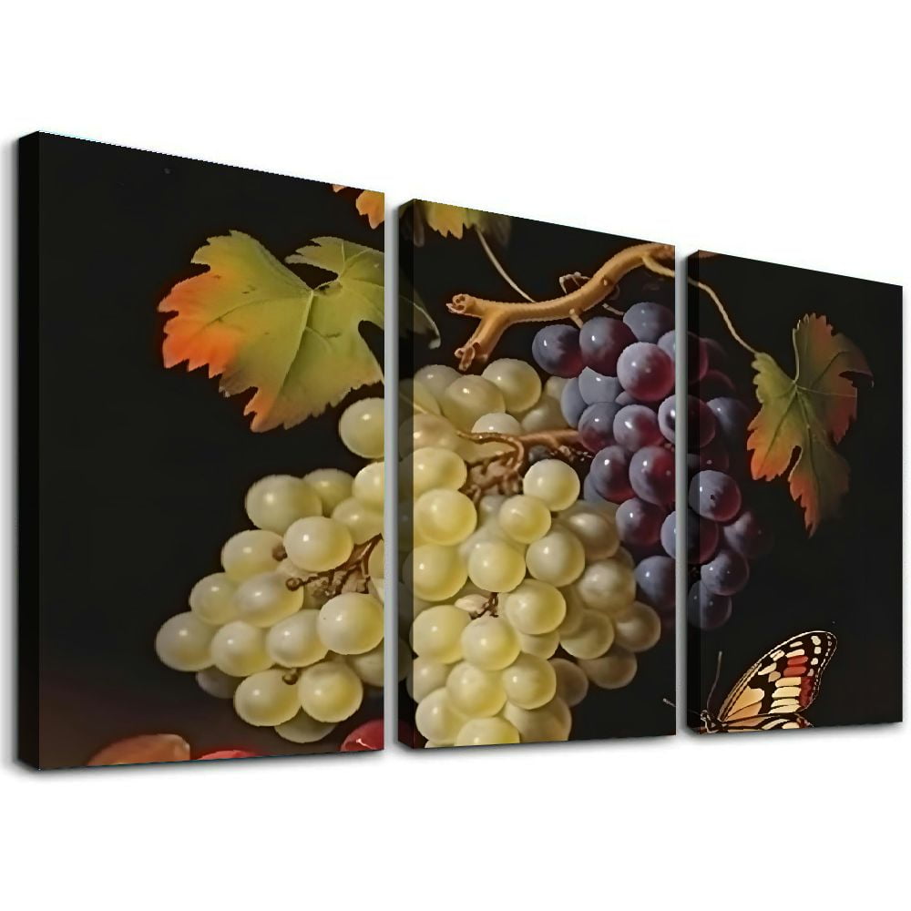 PRATYUS Fall Decor Fruits for Home Office Decor Canvas Wall Art 3 Piece ...