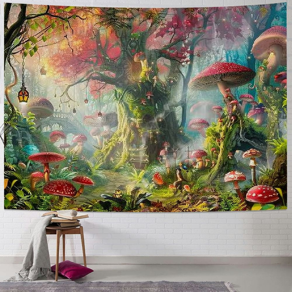 PRATYUS Fantasy Forest Tapestry Enchanted Mushroom Magical Tapestry ...