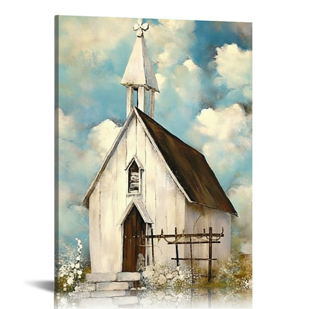 PRATYUS Farmhouse Decor Wall Art Country Church Pictures Christian ...