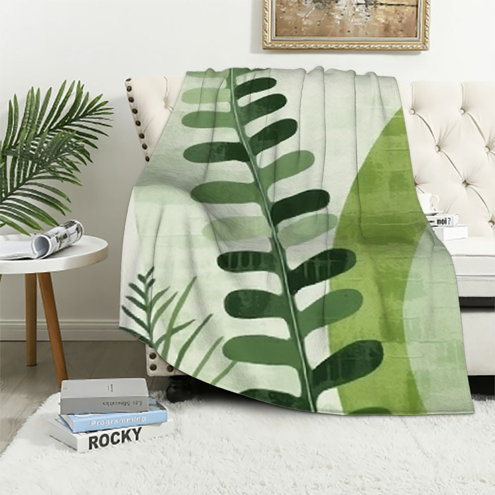PRATYUS Fern Leaf Circles Circular Design Cozy Throw Blanket for ...