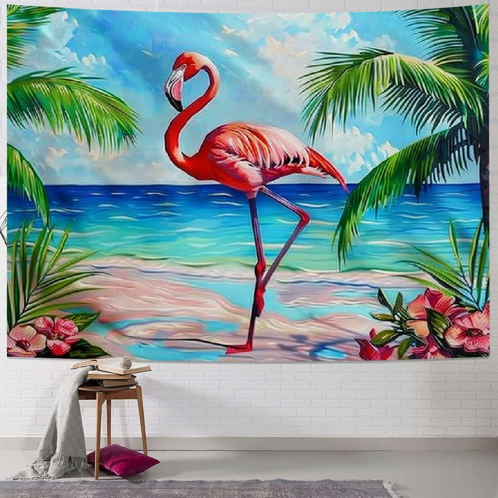 PRATYUS Flamingo Tapestry Pink Flamingo at The Sea Beach Print Wall ...