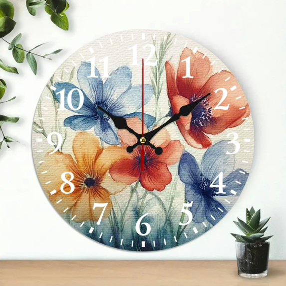 PRATYUS Flower Print Wall Clock 10 Inch Battery Operated Frameless ...
