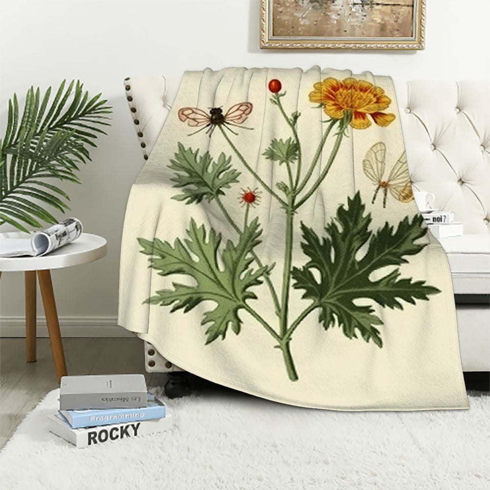 PRATYUS Flowers Bug Flannel Throw Blanket for Sofa Couch, Cozy ...