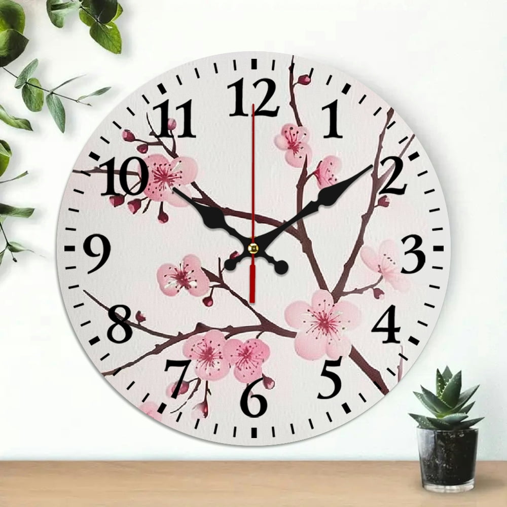 PRATYUS Flowers Round Wooden Wall Clock Battery Operated Silent ...