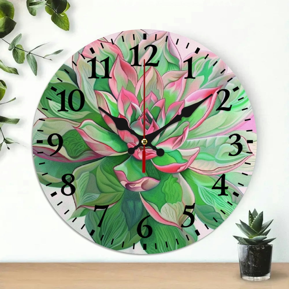 PRATYUS Flowers Wooden Wall Clock, Silent Mechanical Movement ...