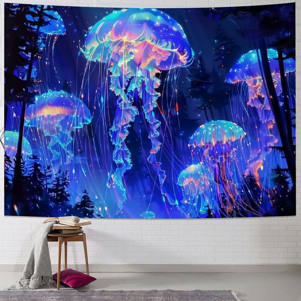 PRATYUS Forest Jellyfish Tapestry Reactive Nature Tree Tapestry Trippy ...