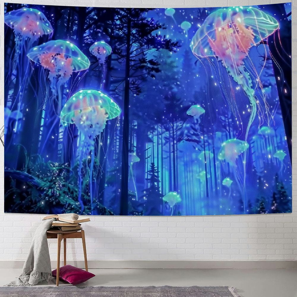 PRATYUS Forest Jellyfish Tapestry Tree Tapestry Trippy Fantasy Starry ...