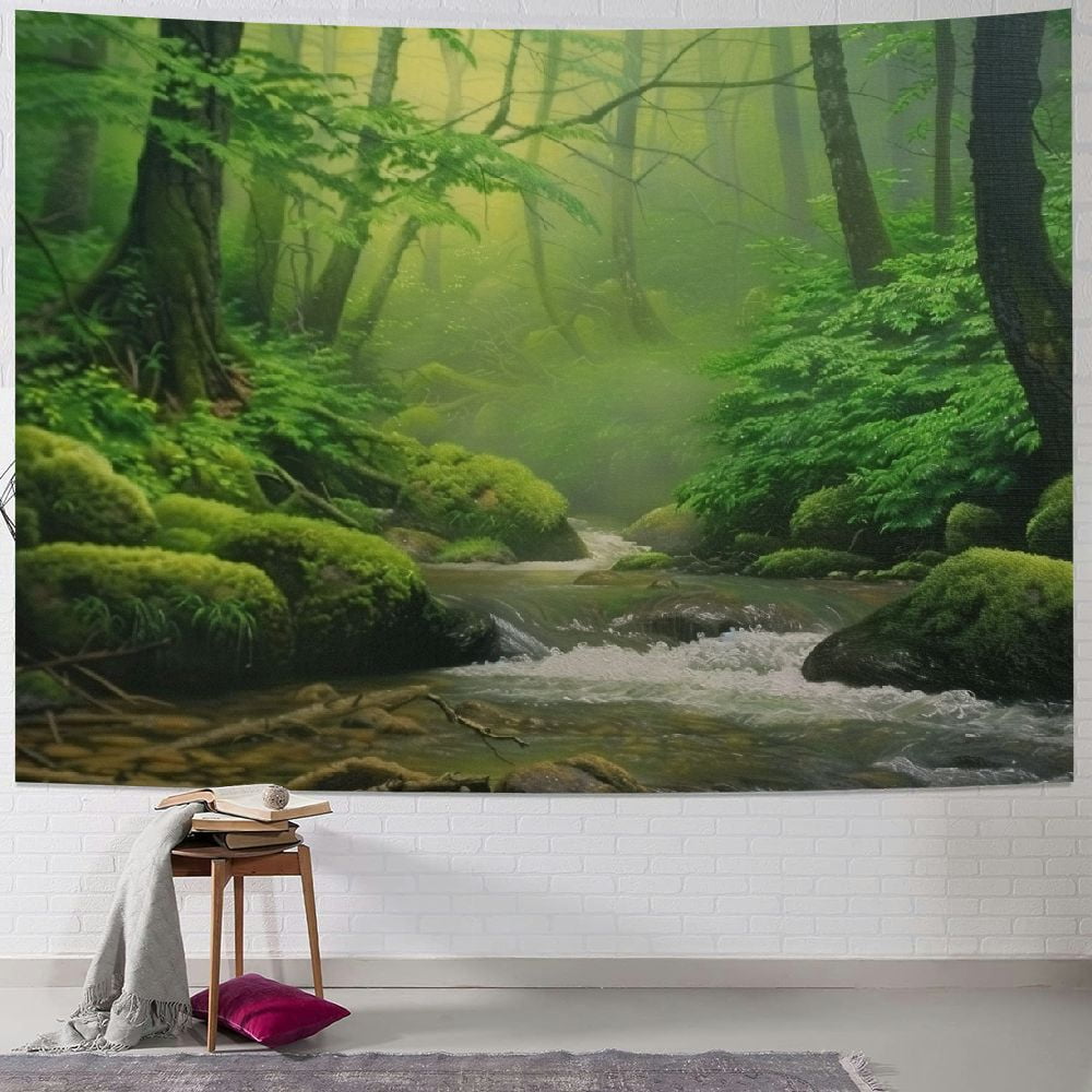 PRATYUS Forest Tapestry Nature Tree Cave Tapestry Wall Hanging Misty ...