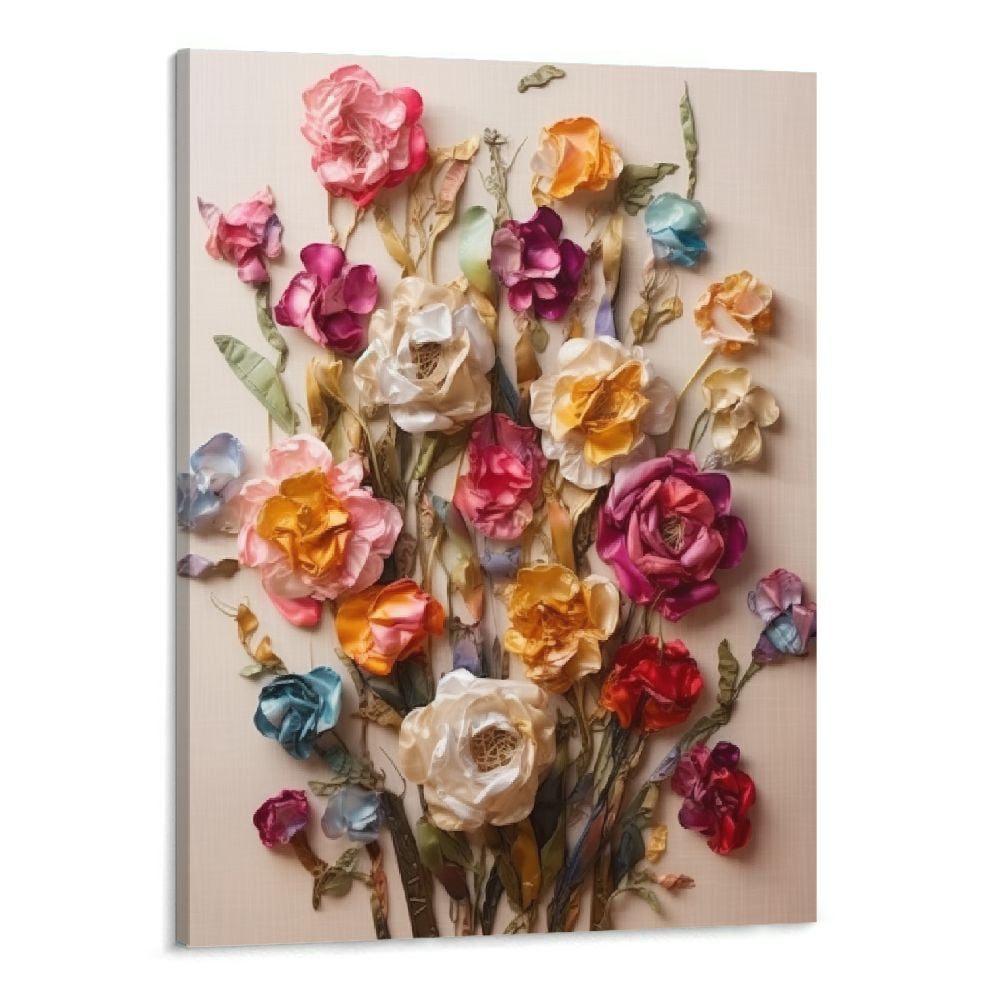PRATYUS Framed Colorful Floral Canvas Wall Art Flowers Rose Wildflowers ... PRATYUS Framed Colorful Floral Canvas Wall Art Flowers Rose Wildflowers ...