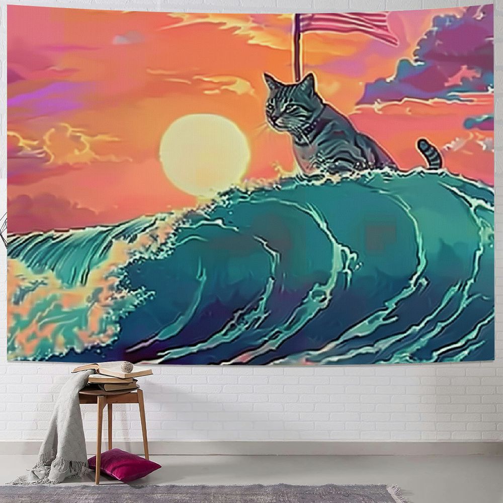 PRATYUS Funny Ocean Tapestry, Hilarious Cat Riding Cool Shark at Ocean ... PRATYUS Funny Ocean Tapestry, Hilarious Cat Riding Cool Shark at Ocean ...