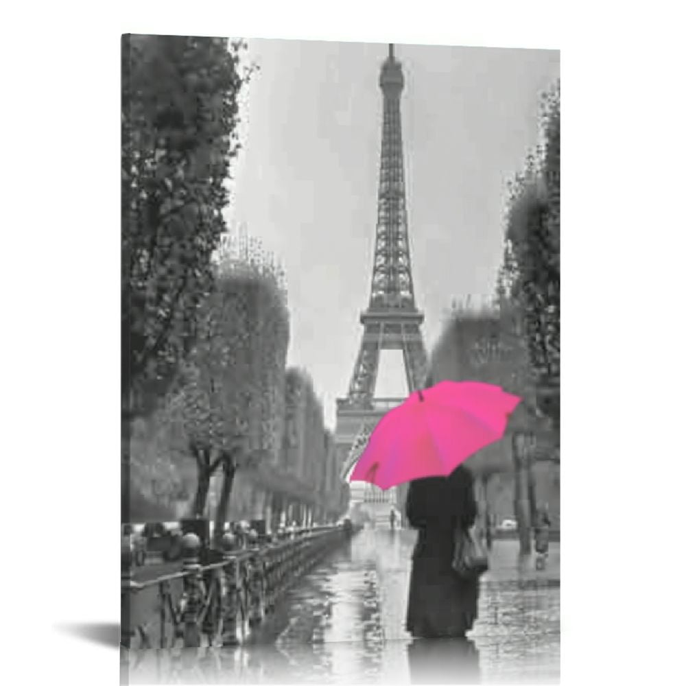 PRATYUS Girls Pink Paris Theme Room Decor Wall Art Paris Eiffel Tower ...