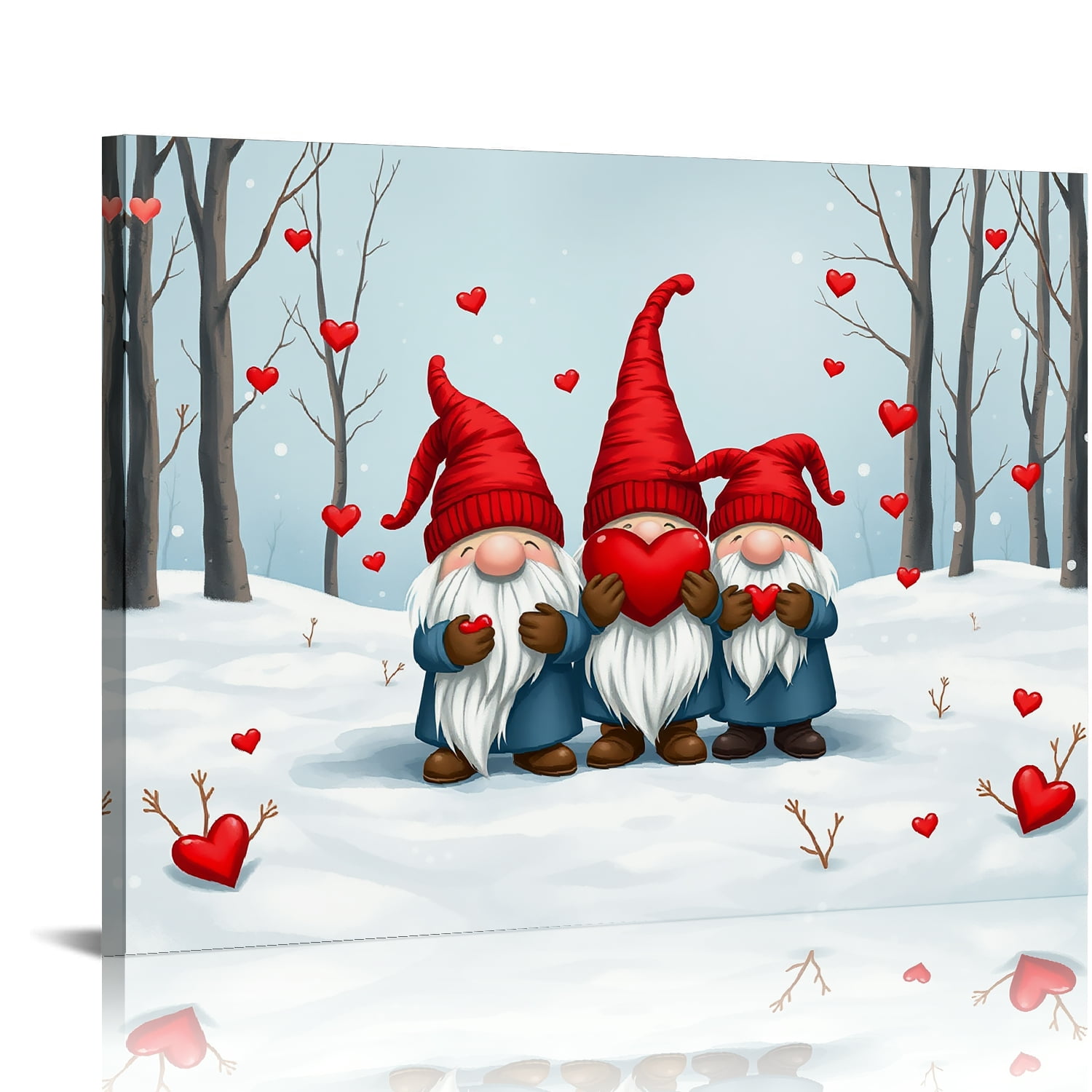 PRATYUS Gnomes Hearts Snow Canvas Wall Art Ready To Hang Home Decor ...