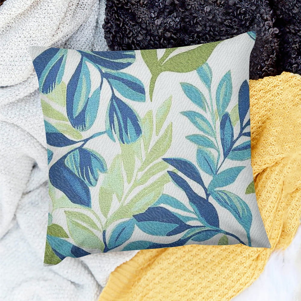 PRATYUS Green Blue Tropical Leaf Pillow Covers Palm Leaves Pillow Cases ...