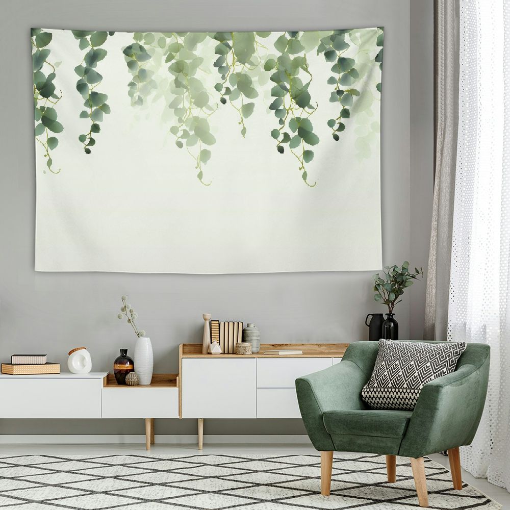 PRATYUS Green Leaf Tapestry Wall Hanging Tropical Eucalyptus Leaves ...